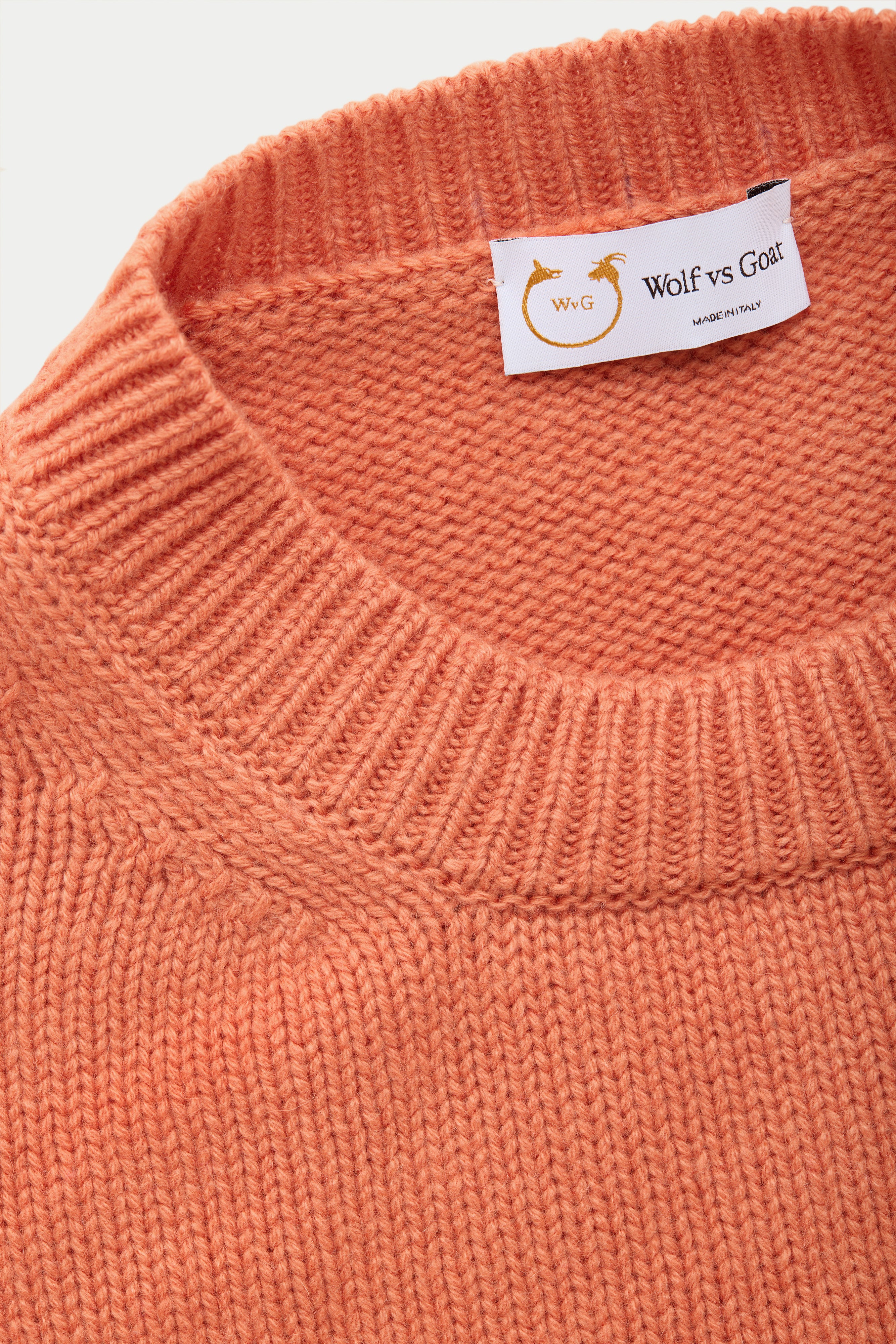 Cashmere Crewneck Sweater Pastel Orange – Wolf vs Goat